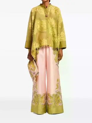 La DoubleJ Floral-print Silk Palazzo Trousers