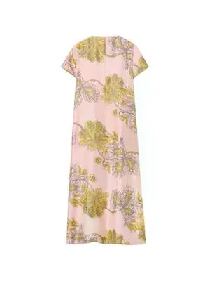 La DoubleJ Swing Dress In Swathe Motif Silk Twill