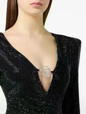 Philipp Plein Embellished Ruched Mini Dress