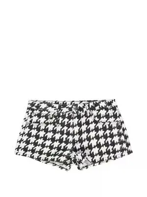 R13 Effie Houndstooth Print Denim Shorts