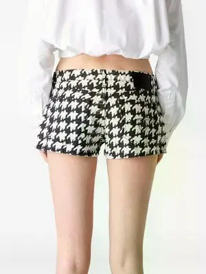 R13 Effie Houndstooth Print Denim Shorts