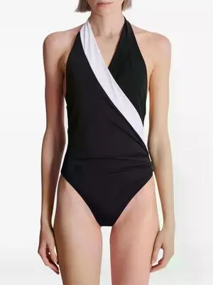 Balmain Two-tone Halterneck Swimsuit - Black