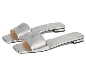 COACH Sculpted C Metallic Leather Flat Sandals