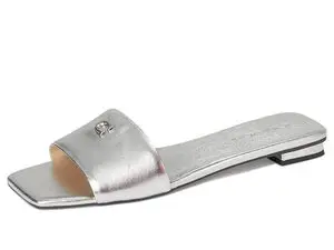 COACH Sculpted C Metallic Leather Flat Sandals