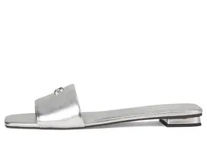 COACH Sculpted C Metallic Leather Flat Sandals