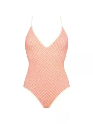 ERES V-neckline Striped Swimsuit - Pink