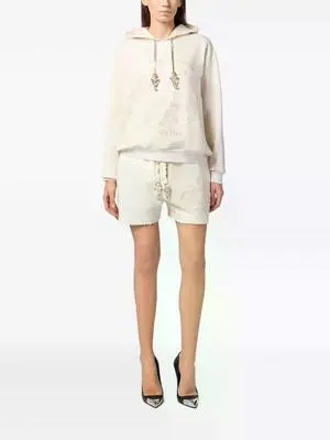 Philipp Plein Drawstring Shorts With Crystal Embellishment - Neutrals