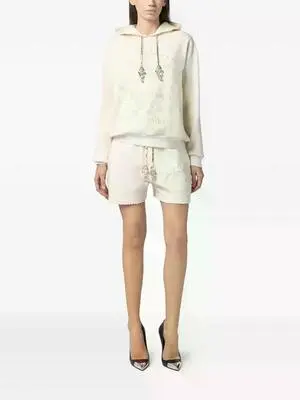 Philipp Plein Embroidered Embellished Drawstring Hoodie