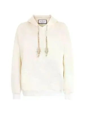 Philipp Plein Embroidered Embellished Drawstring Hoodie - Neutrals