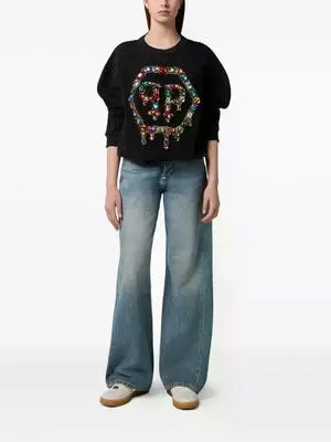 Philipp Plein Embellished Open-back Sweatshirt - Black