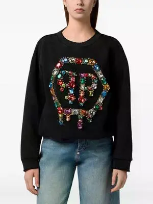 Philipp Plein Embellished Open-back Sweatshirt - Black