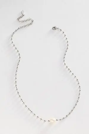 Anthropologie Pearl Solo Necklace - Silver
