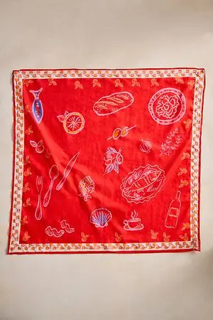 ELIZABETH GILLETT Italian Café Cotton Bandana - Red