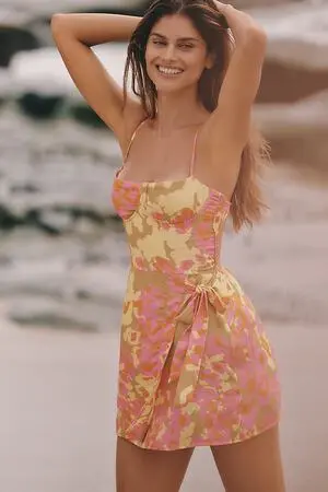 MAAJI Marena Faux Wrap Mini Dress - Yellow Pattern