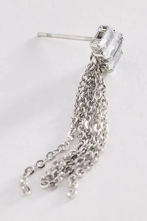 Anthropologie Crystal & Fringe Post Earrings - Silver