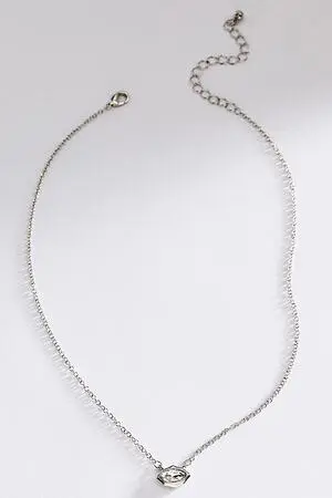 Anthropologie Bezel-set Crystal Pendant Necklace - Silver