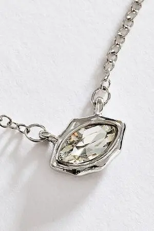 Anthropologie Bezel-set Crystal Pendant Necklace - Silver