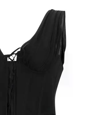 Giuseppe Di Morabito Silk Georgette Corset Top With Lace-up Detailing