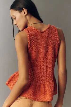 PILCRO Stitched Knit Peplum Tank Top