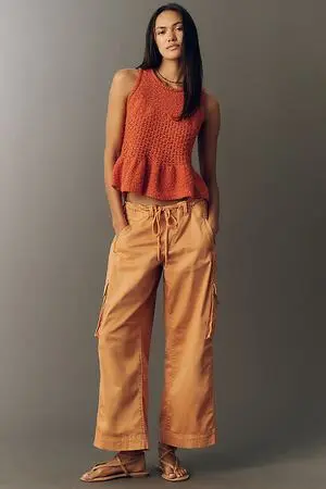 PILCRO Stitched Knit Peplum Tank Top