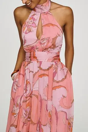 Anthropologie Maeve Cutout Halter Maxi Dress