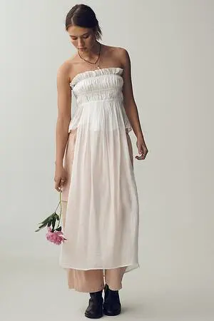 Anthropologie Sheer Maxi Strapless Top - Marshmallow