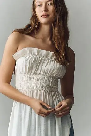 Anthropologie Sheer Maxi Strapless Top - Marshmallow