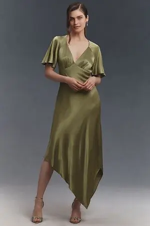 MARE MARE Asymmetrical Maxi Slip Dress - Fern