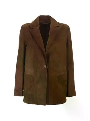 THE JACKIE LEATHERS Suede Notch-lapel Jacket - Brown