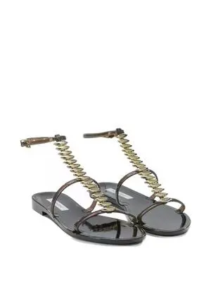 Menghi Stud-embellished T-bar Sandals - Black