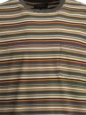 BEAMS Striped Chest-pocket T-shirt