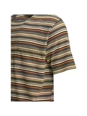 BEAMS Striped Chest-pocket T-shirt