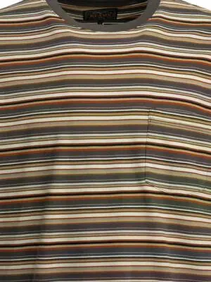 BEAMS Striped Chest-pocket T-shirt