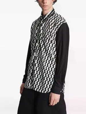 Comme Des Garçons Wave-print Panelled Shirt