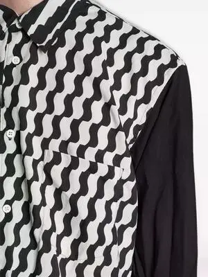 Comme Des Garçons Wave-print Panelled Shirt