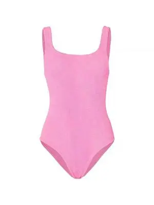 Hunza G Crinkle-effect Square-neck Swimsuit - Pink