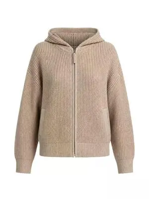ALLUDE Ribbed Knit Zip-up Hoodie