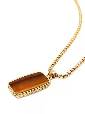 NIALAYA JEWELRY 18kt -plated Tiger Eye Dog Tag Necklace