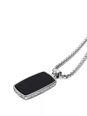 NIALAYA JEWELRY Onyx Dog-tag Necklace - Silver