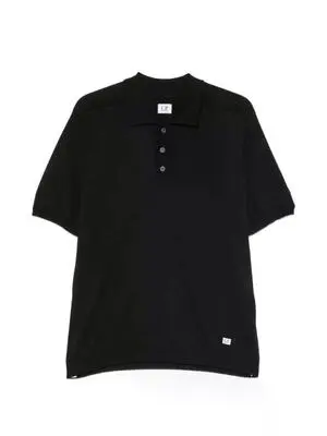 C.P. COMPANY Boston Logo-patch Knitted Polo Shirt - Black