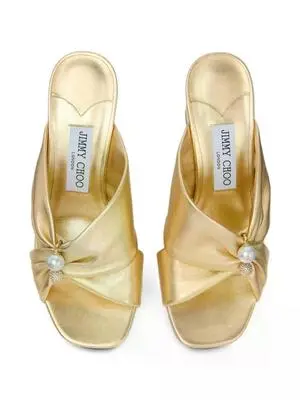 JIMMY CHOO Rafi 85 Metallic Nappa Leather Sandals