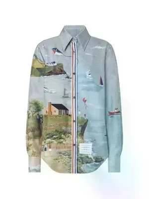 Thom Browne Nantucket Scenic-print Silk Shirt
