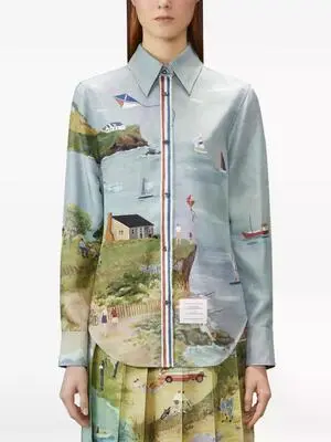 Thom Browne Nantucket Scenic-print Silk Shirt