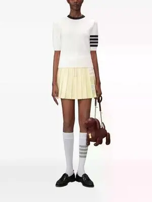 Thom Browne 4-bar Drawstring Pleated Mini Skirt - Yellow