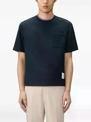 Thom Browne Textured Cotton Linen T-shirt - Blue