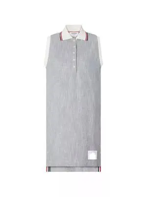 Thom Browne Sleeveless Tweed Polo Dress