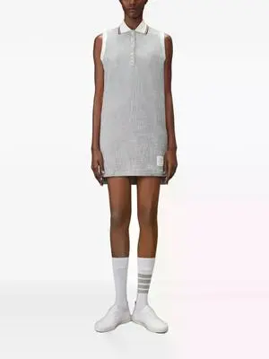 Thom Browne Sleeveless Tweed Polo Dress