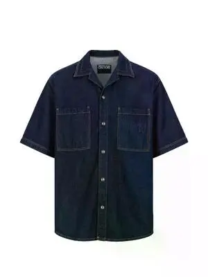 Versace Logo-embroidered Denim Shirt - Blue