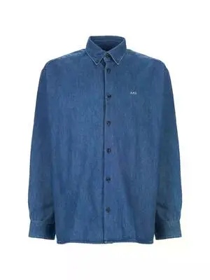 A.p.c. Mathias Logo-embroidered Button-down Shirt - Blue