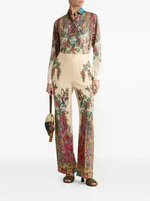 Etro Paisley Print Silk High-waisted Trousers